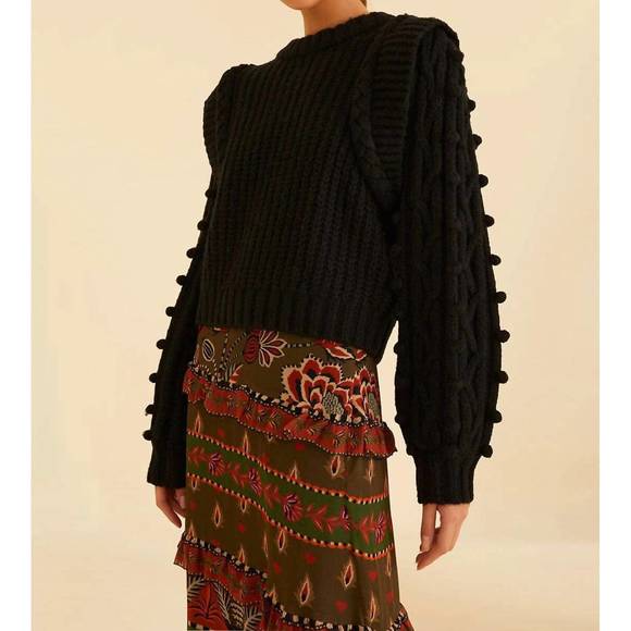 FARM Rio | Sweaters | New Farm Rio Braided Sweater In Black | Poshmark